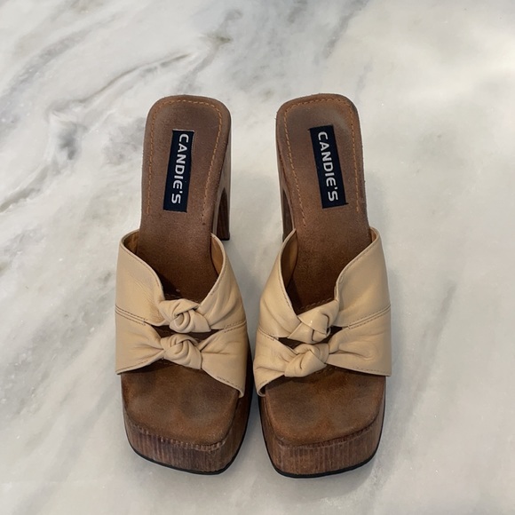 Candie's | Shoes | Vintage Candies Wood Platform And Leather Shoes ...